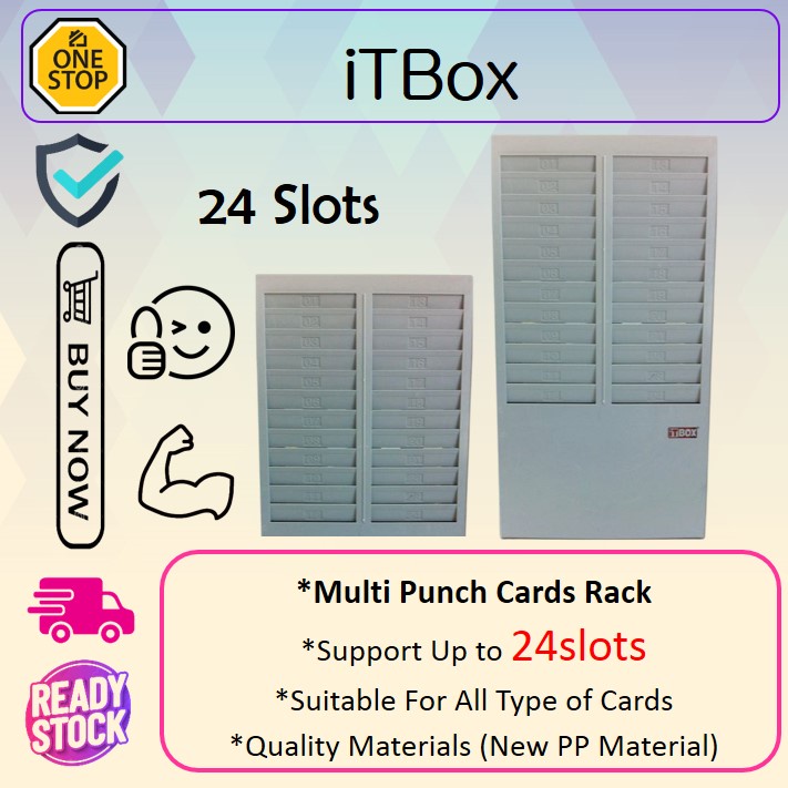 Time Card Rack 24 Slots Rak Kad Mesin 24 Slots Punch Card Holder Punch ...