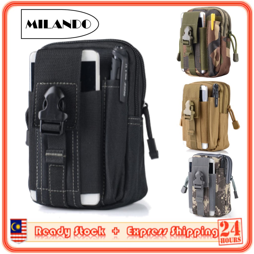 MILANDO Men Outdoor Mini Tactical Waist Bag Hanging Pack Universal ...