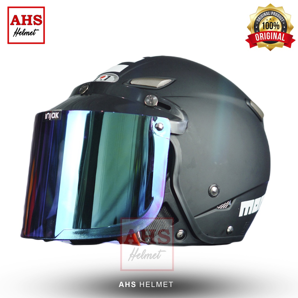 JPN MOMO HELMET BOGO GLASS FLAT FULL NECK ORIGINAL SNI | Shopee Malaysia