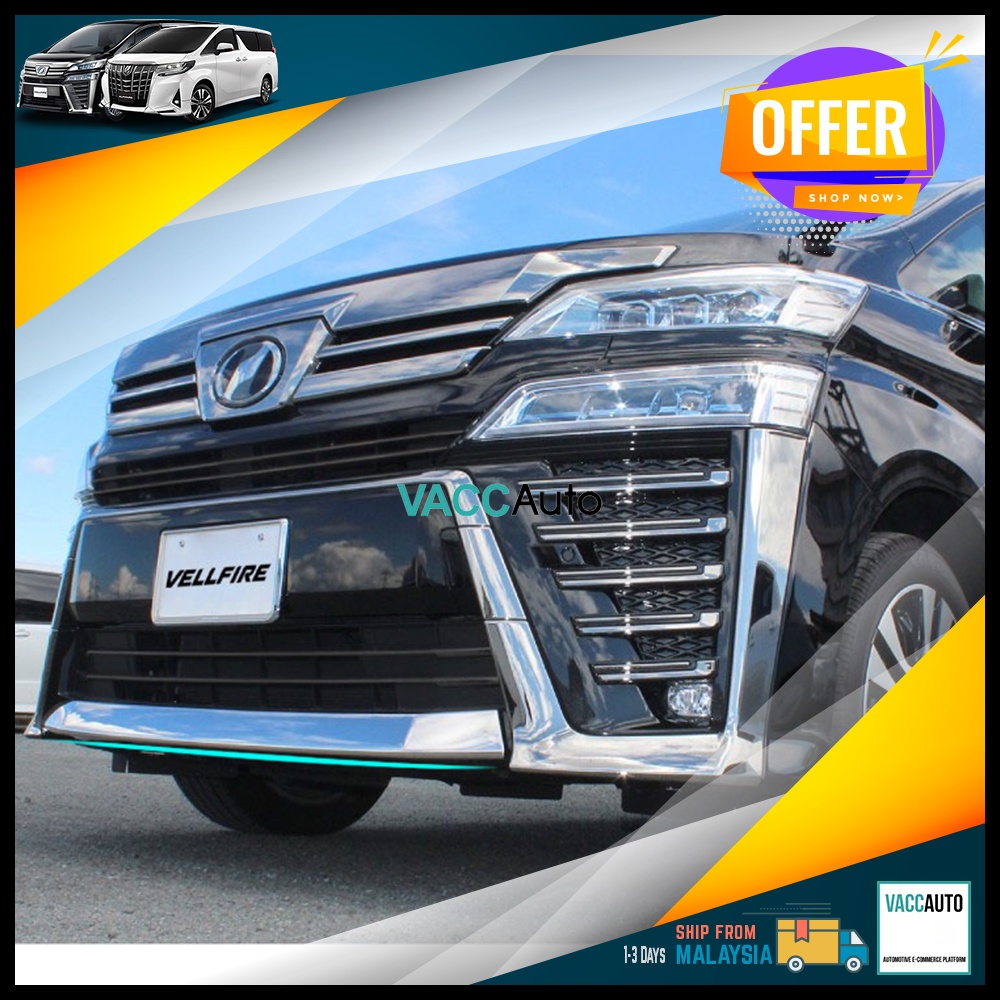 Toyota Vellfire 30 Series Facelift Front Bumper Bar Garnish Chrome Trim ANH30 AH30 AGH30 (2019 ...