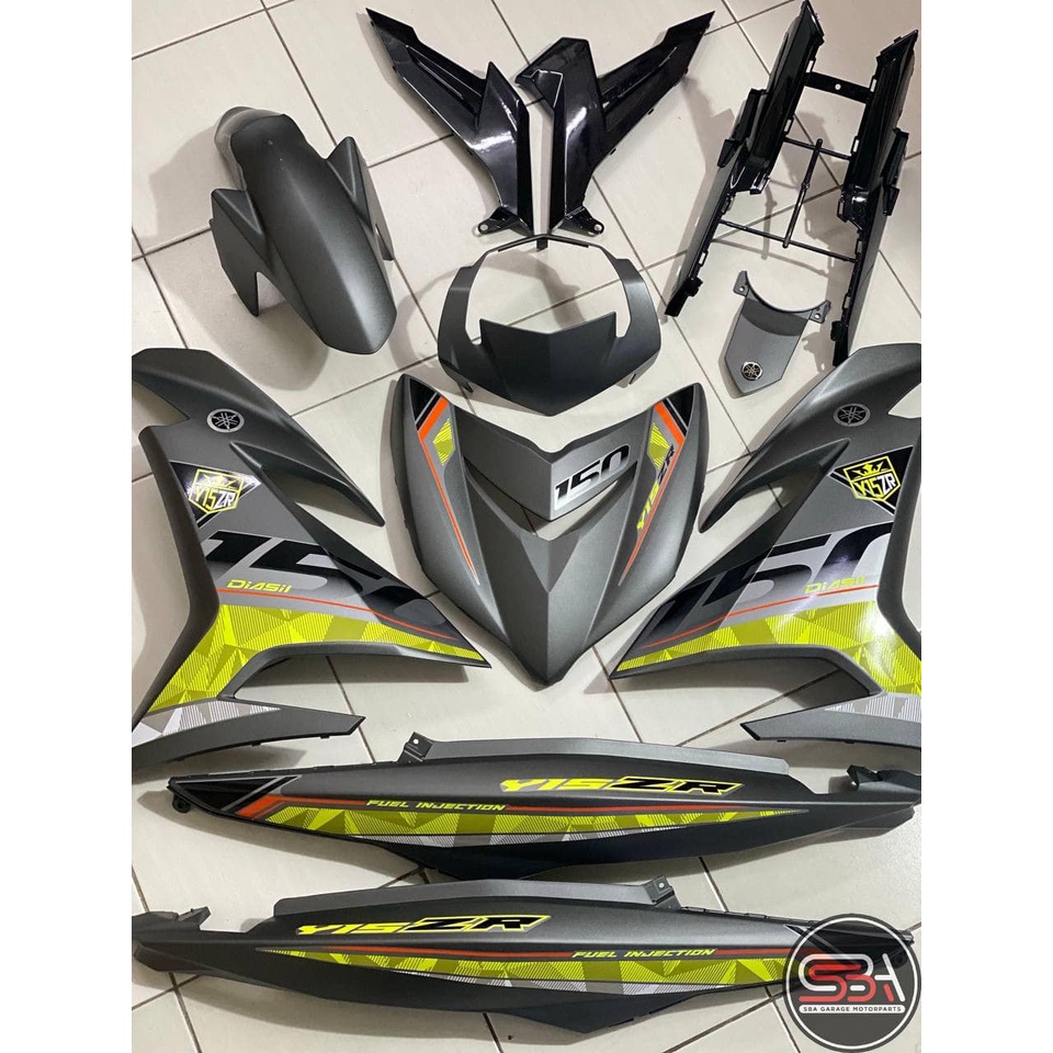 COVERSET Y15 Y15ZR V1 V2 GREY MATT 2019 STRIPE SIAP TAMPAL BODYSET YSUKU ORIGINAL HLY VELOZI WS5 ...