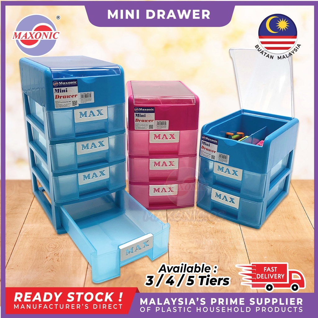 MAXONIC 3/4/5 TIER MINI DRAWER WITH TOP OPEN COMPARTMENT | STATIONARY ...