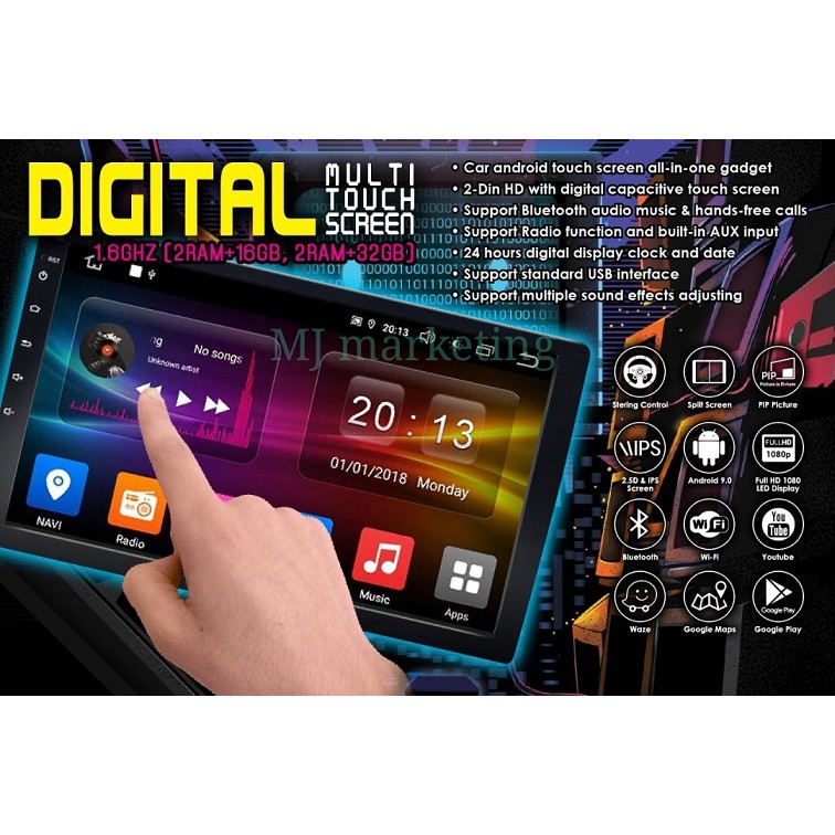 (2ram+32gb IPS 2.5D screen)10.1/9 inch Android player with 4G sim card ...