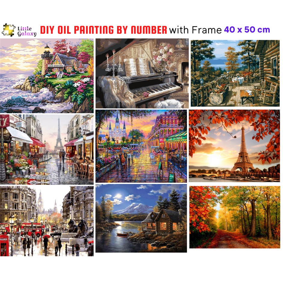 [Ready Stock] DIY Oil Painting by numbers - with Frame 40*50cm (DIY ...