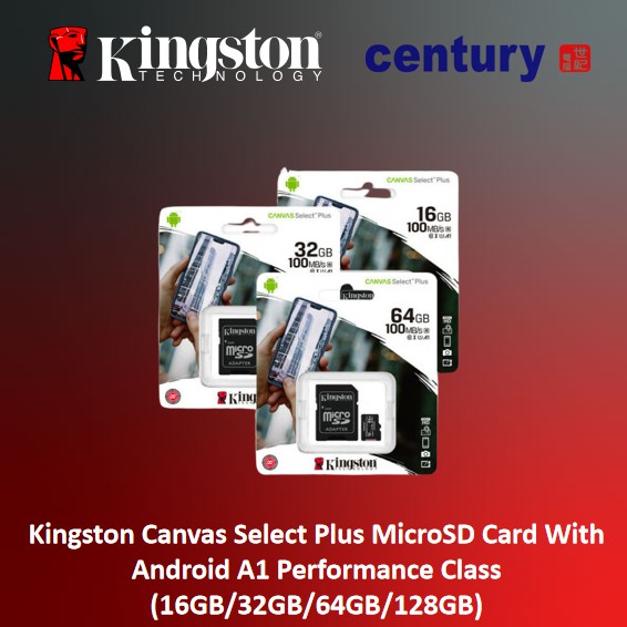 Kingston Canvas Select Plus MicroSD Card With Android A1 Performance Class (16GB/32GB/64GB/128GB ...