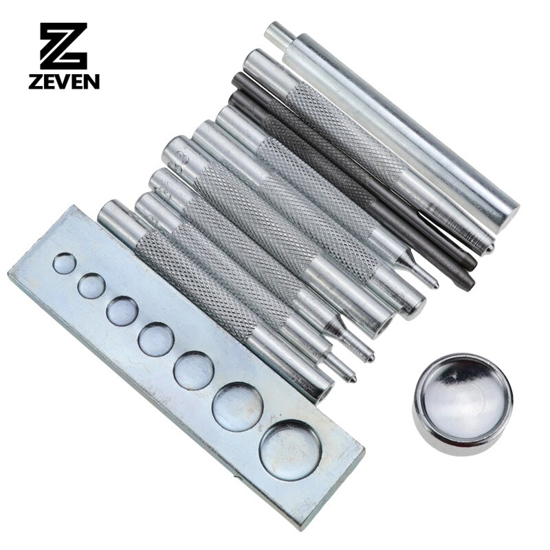 Metal DIY Leather Craft Tool Set Die Hole Punch Snap Fasteners Press Studs Rivet Setter Base Kit ...