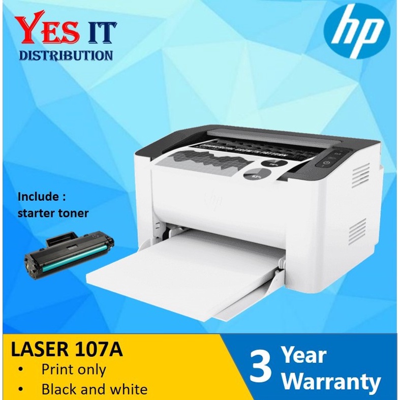 HP LASER 107A / 107W MONOCHROME LASER PRINTER (PRINT ONLY) | Shopee ...