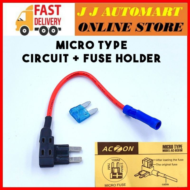 Circuit Fuse Tap Mini Blade Fuse Holder with 15A Fuse micro type ...