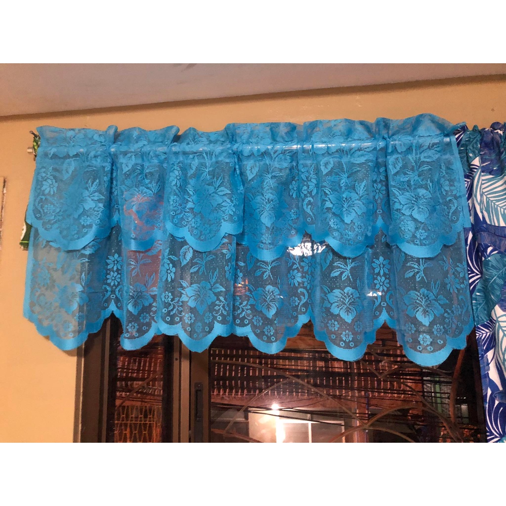 Valance window curtain lace scallop lace with overlap 60*20 inches ...