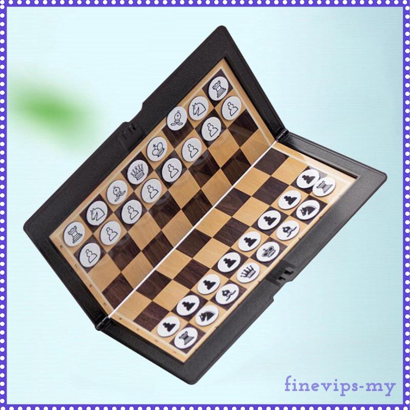 [finevipsMY] Foldable Chessboard Mini Chess Set Portable Chess Family ...