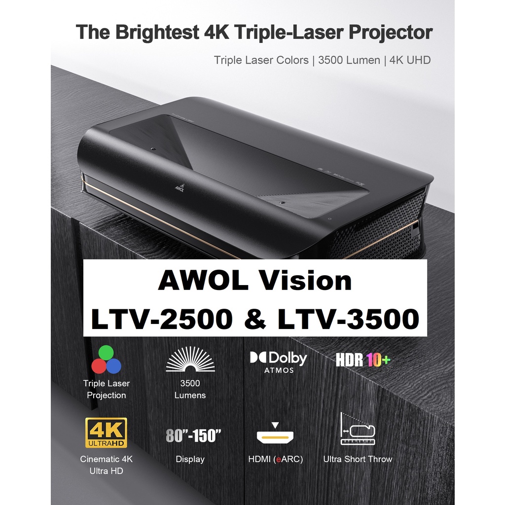AWOL Vision LTV-2500 & LTV-3500 Tri-Laser Projector I 4K UHD I Dolby ...