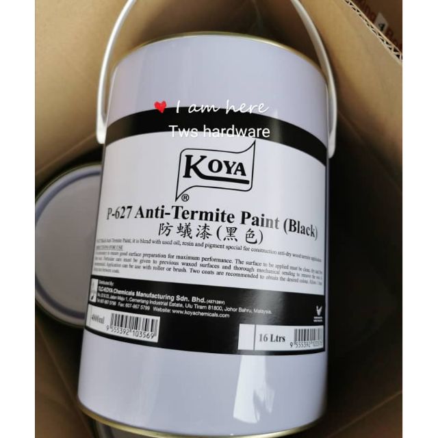 KOYA P-627 ANTI -TERMITE PAINT~BLACK 4000ml Cat anai anai anti-termite ...