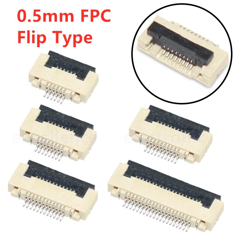 10pcs 0.5mm Pitch Under Clamshell Socket FPC FFC Flat Cable Connector 4P 5P 6P 8P 10P 12P 14P ...