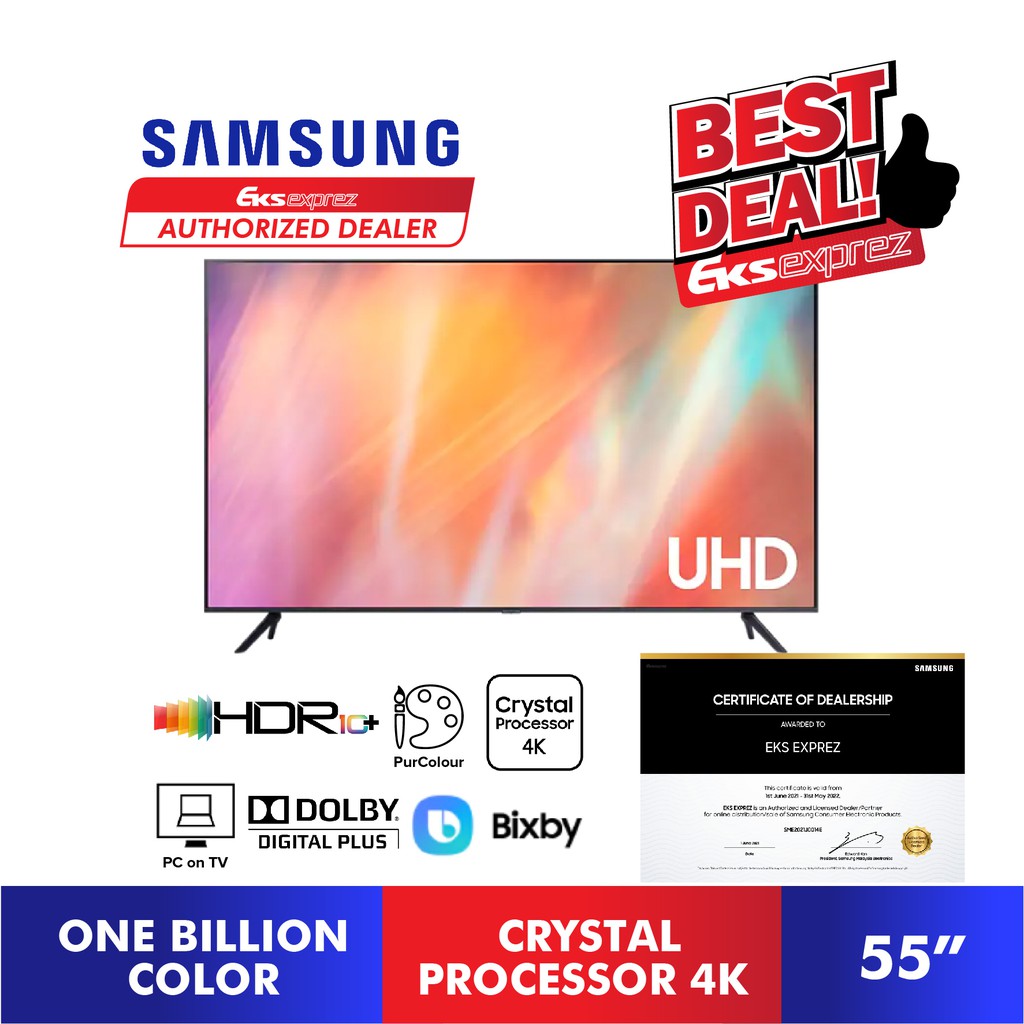 SAMSUNG AU7700 4K UHD Smart TV (55") UA55AU7700KXXM | Shopee Malaysia