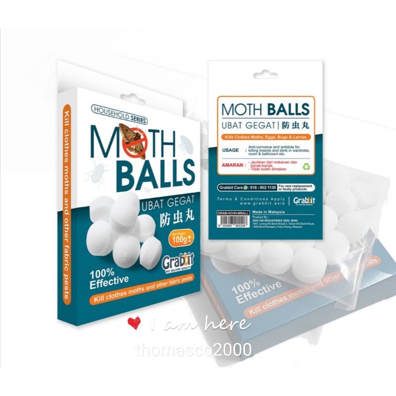 Grabbit Moth Ball Drawer Deodorant Naphthalene Camphor Pill Ubat Gegat ...