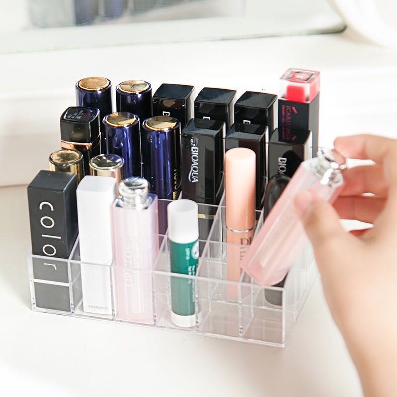 24 Grid Transparent Lipstick Holder Display Stand Cosmetic Organizer ...