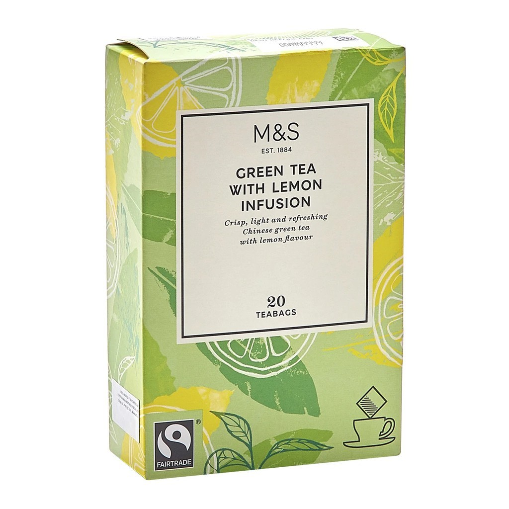M&S Green Tea with Lemon Infusion 20 teabags x1 Marks and Spences Light ...