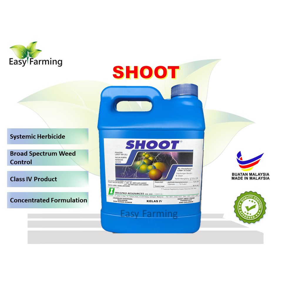 Shoot 4Lit/ Glyphosate/ General Weed Control/ Systemic Herbicide/ Racun ...