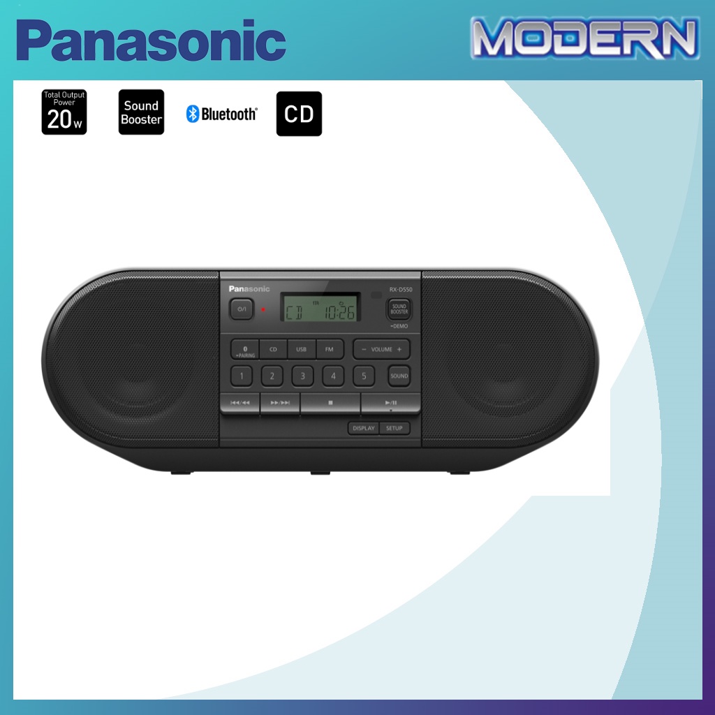 Panasonic RX-D550 GSX-K USB CD Bluetooth Radio Player (Black) New Model ...