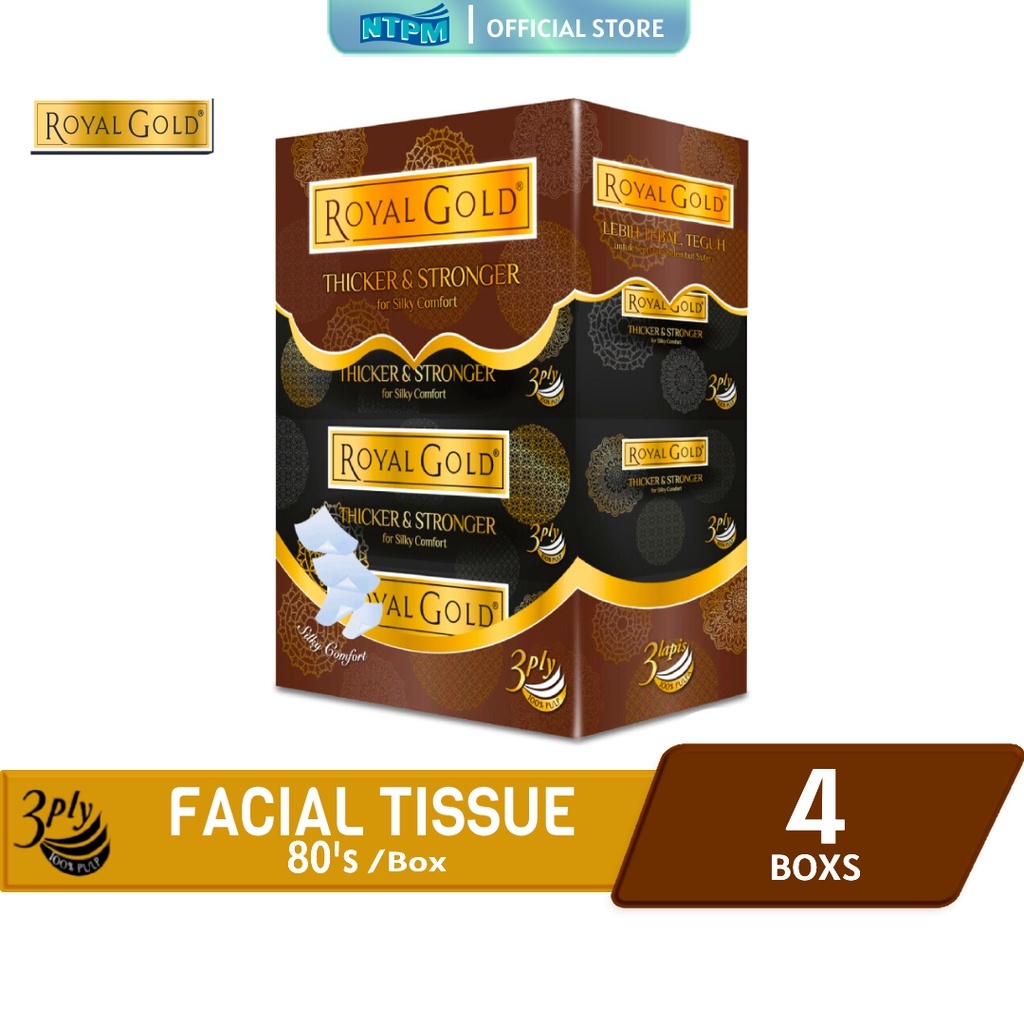 Royal Gold Luxurious White Facial Tissue (4 Boxes x 80’s) | Shopee Malaysia