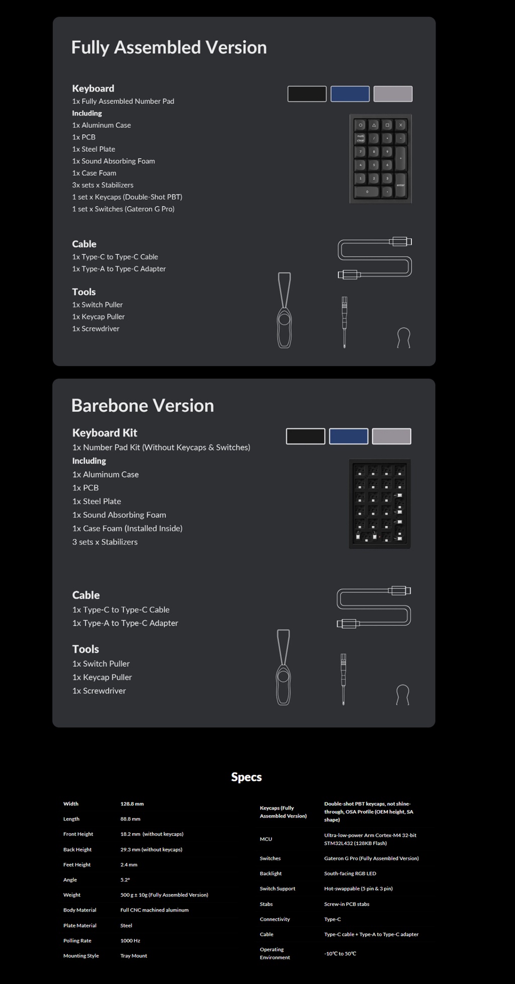 Keychron Q0 Hot Swap RGB Frame Barebone Number Pad - (Grey/Black ...