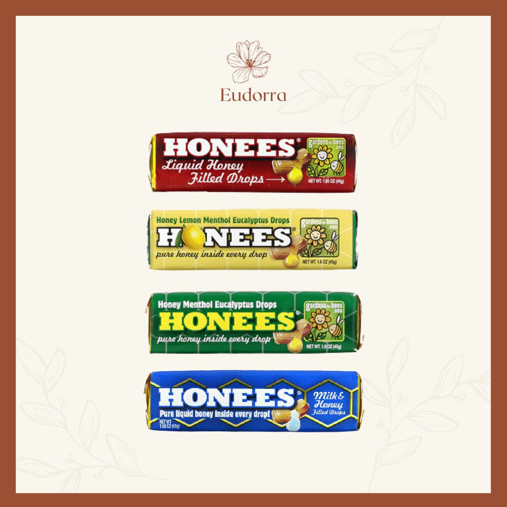 Honees, Honey Menthol Eucalyptus/ Honey Lemon/ Honey/Milk & Honey ...