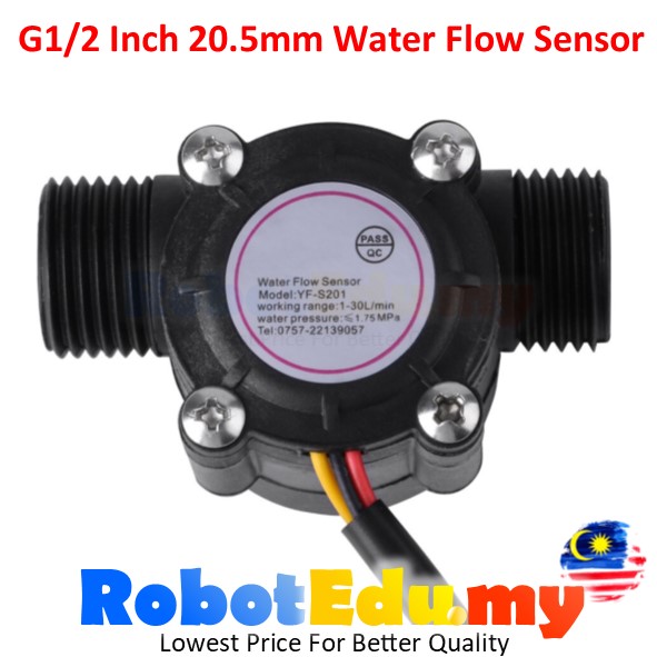 Pipe G1/2 G 1/2 Inch 20.5mm YF-S201 Water Flow Sensor Detector Meter Fluid Hall Effect Flowmeter ...
