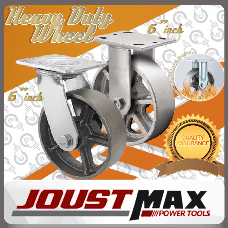 Heavy Duty 6" Cast Iron Castor Wheel Trolley Caster Load Bearing Wheel ...