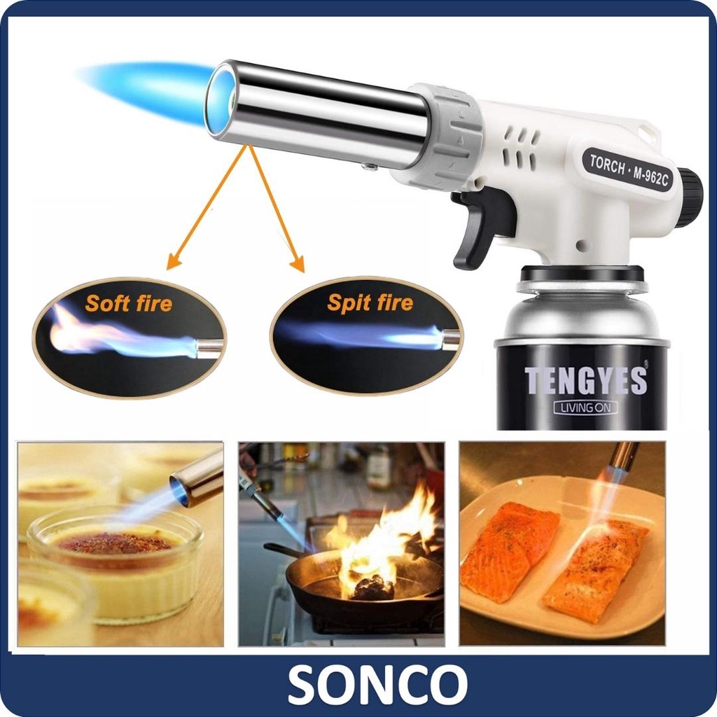Portable Metal Flame Gun Butane Gas Torch Flaming Thrower Camping ...