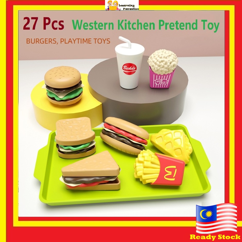 Mini Hamburger French Fries Western Food Kitchen Set Food Toy Model ...