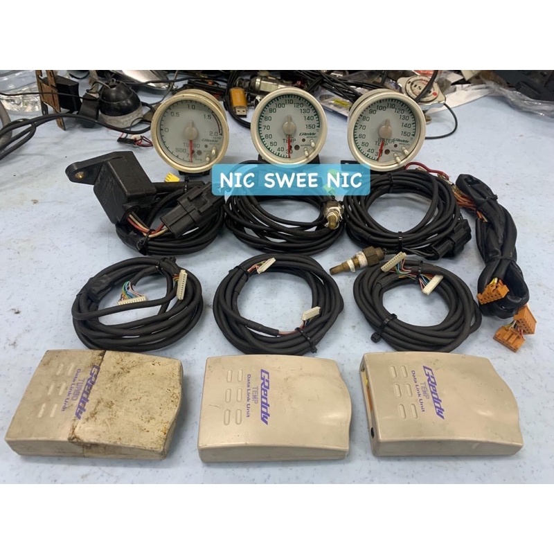 Greddy datalink boost / water temp / oil temp meter 60mm complete set ...