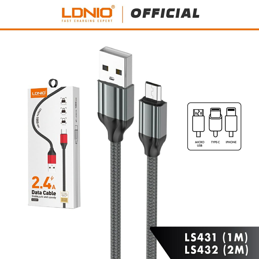 LDNIO LS431 1M / LS432 2M 2.4A Fast Charge Data Cable | Shopee Malaysia