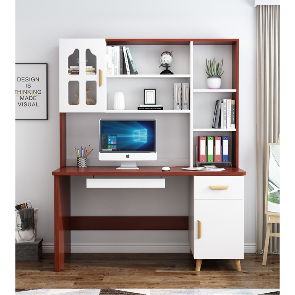 Nordic Desk Bookcase Combination Computer Desktop Home Student Simple ...