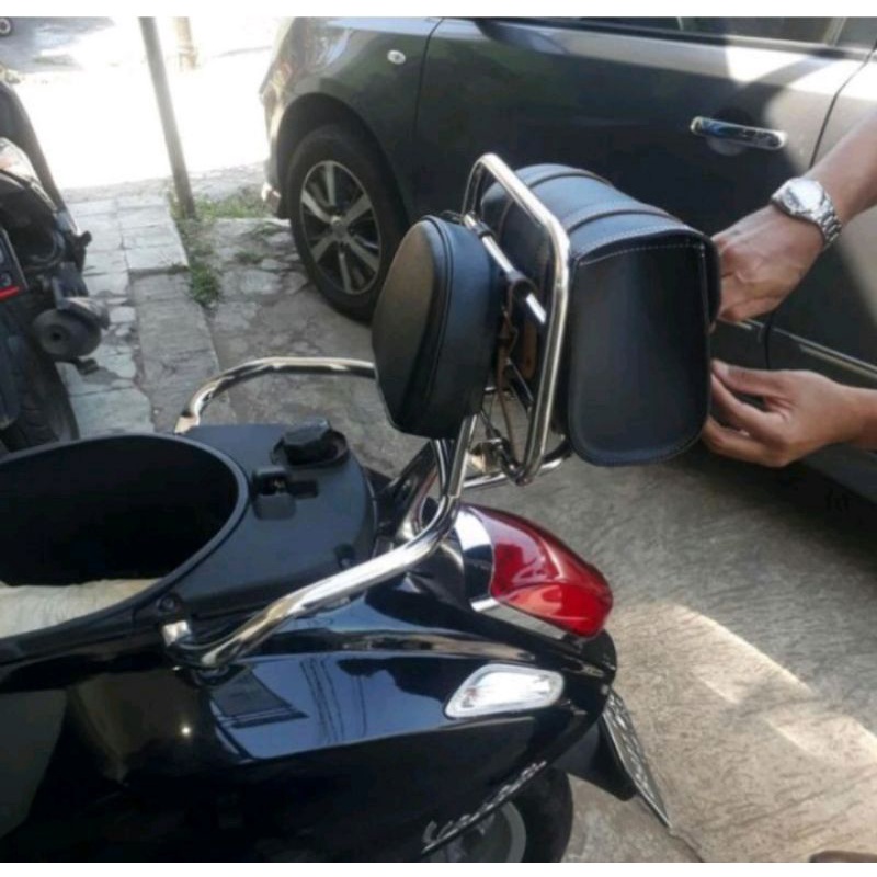 Back Rack+Foam Pads and Leather Bags for Vespa Primavera New Sprint Lx ...