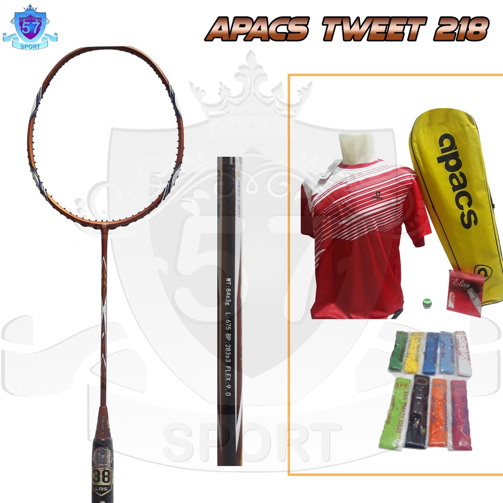 Original Badminton Racket Apacs Tweet 218 Original Complete Bonus ...