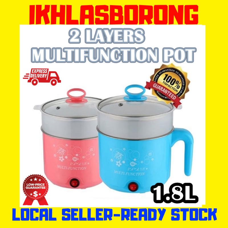 2 Layers Plastic 1.8L Mini Multifuntion Double Layers Cooker Steamer ...