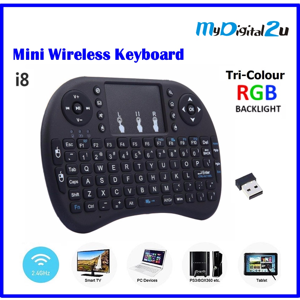 i8 keyboard with touch pad RGB Backlight for Android TV box PC | Shopee ...