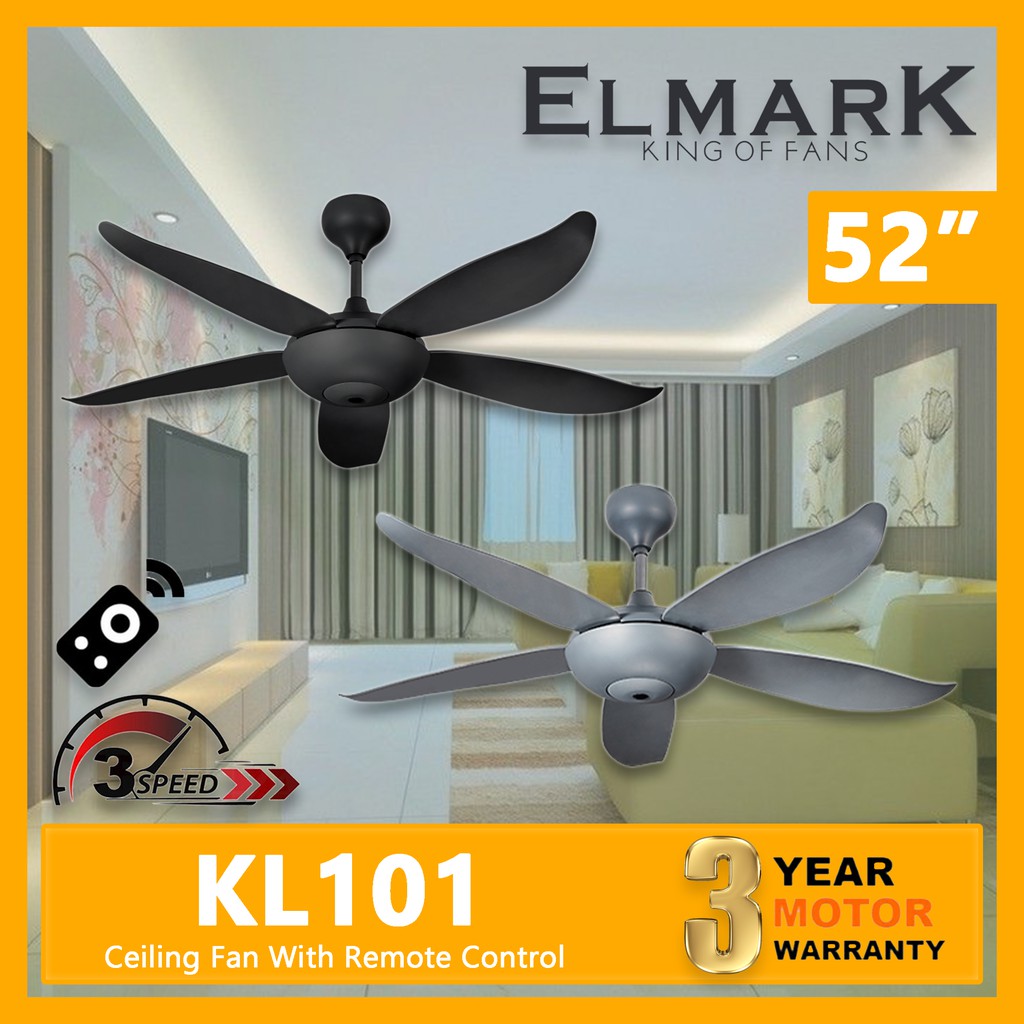 Elmark 52" Remote Control Ceiling Fan 3 Speed Kipas Siling With ABS ...
