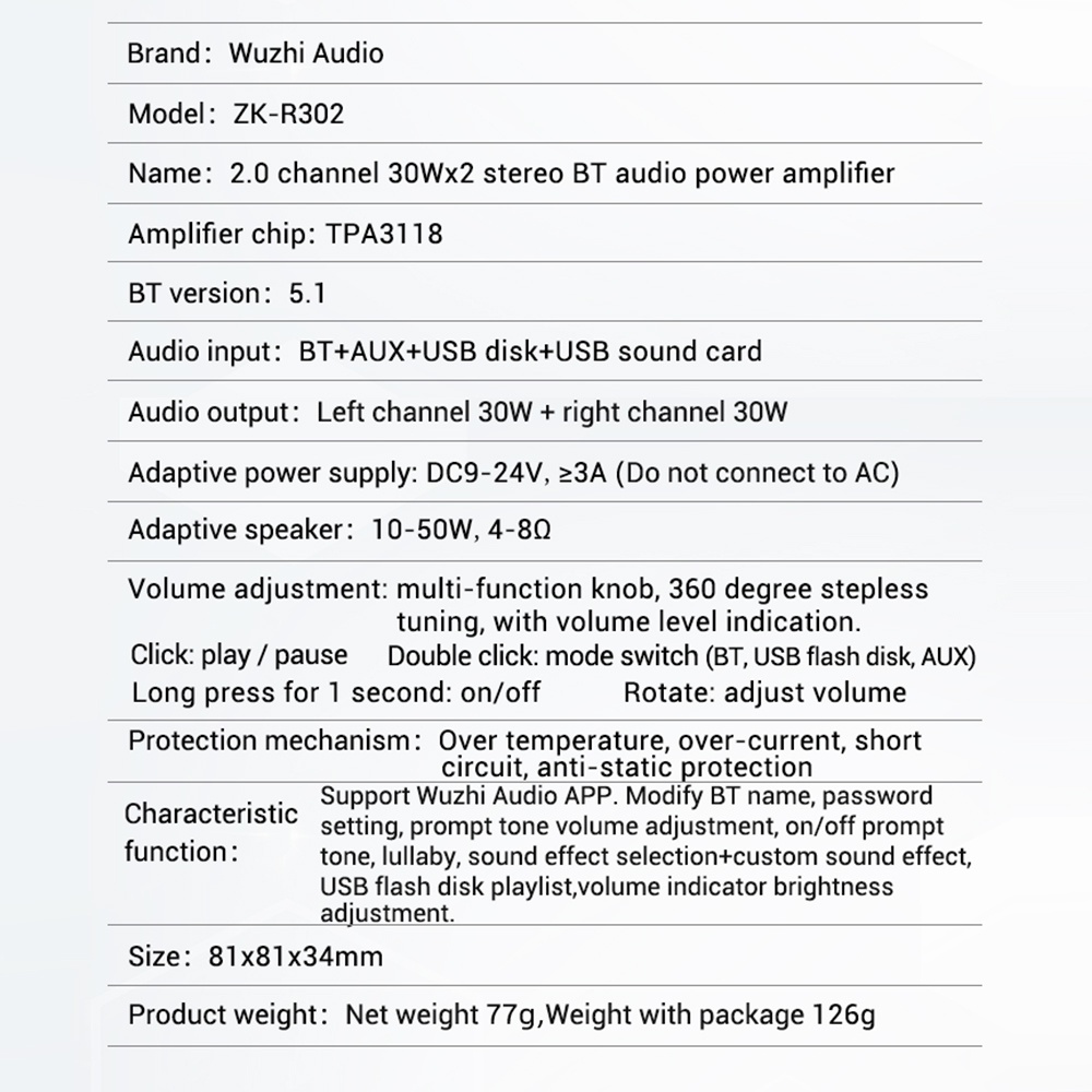 DIYMORE ZK-R302 cool volume indicator bluetooth audio power amplifier ...