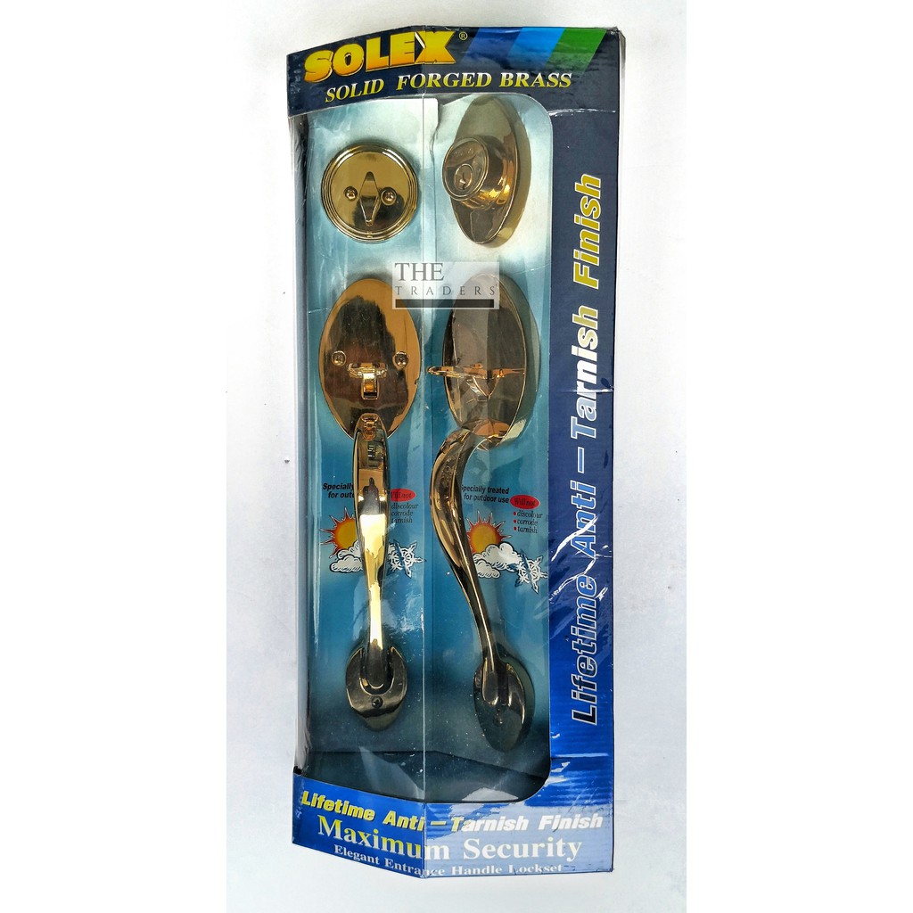 SOLEX GOLD ENTRANCE HANDLE LOCK SET SHINING GOLD FINISHING | Shopee ...