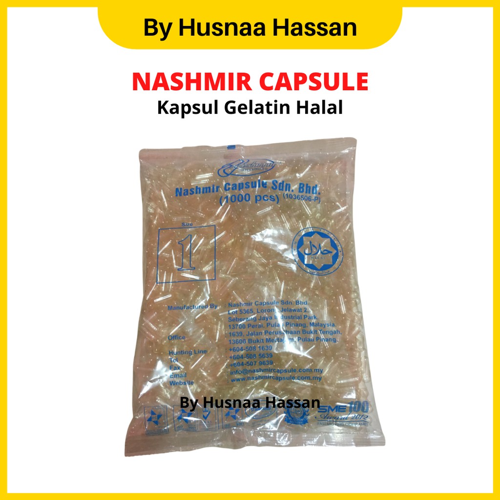 NASHMIR Kapsul Halal Gelatin Kosong 1000 biji Empty Capsule Capsules ...