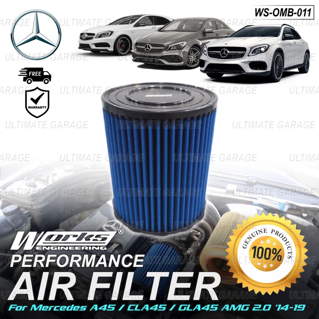 Works Engineering Drop In Air Filter Mercedes Benz CLA45 A45 GLA45 AMG ...