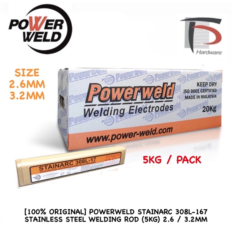 [100% ORIGINAL] POWERWELD STAINLESS STEEL STAINARC ELECTRODE (308L-17) 2.6MM - 2.5KG / PACK ...
