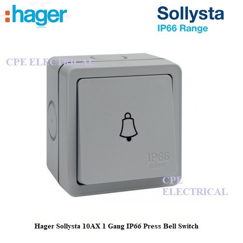Hager Sollysta 10AX 1 Gang Press Bell Switch IP66 | Shopee Malaysia