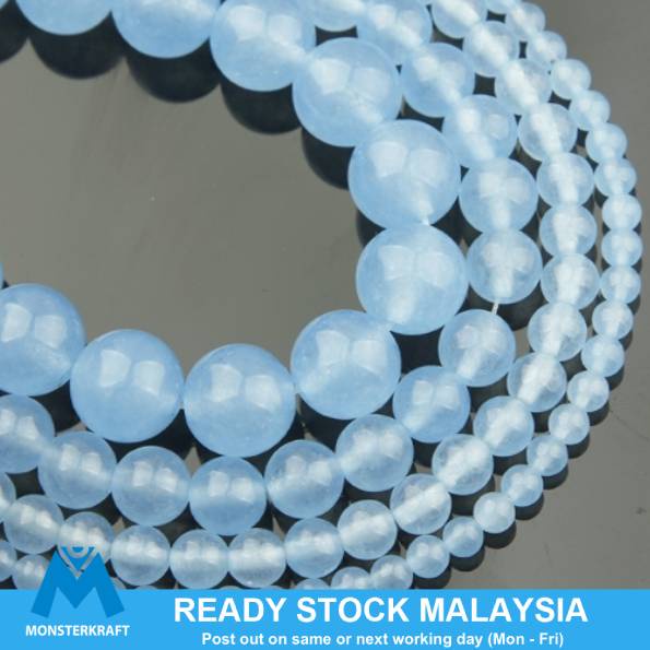 Natural Aquamarine Chalk Turquoise Gemstone Beads (Enhanced/Dyed ...