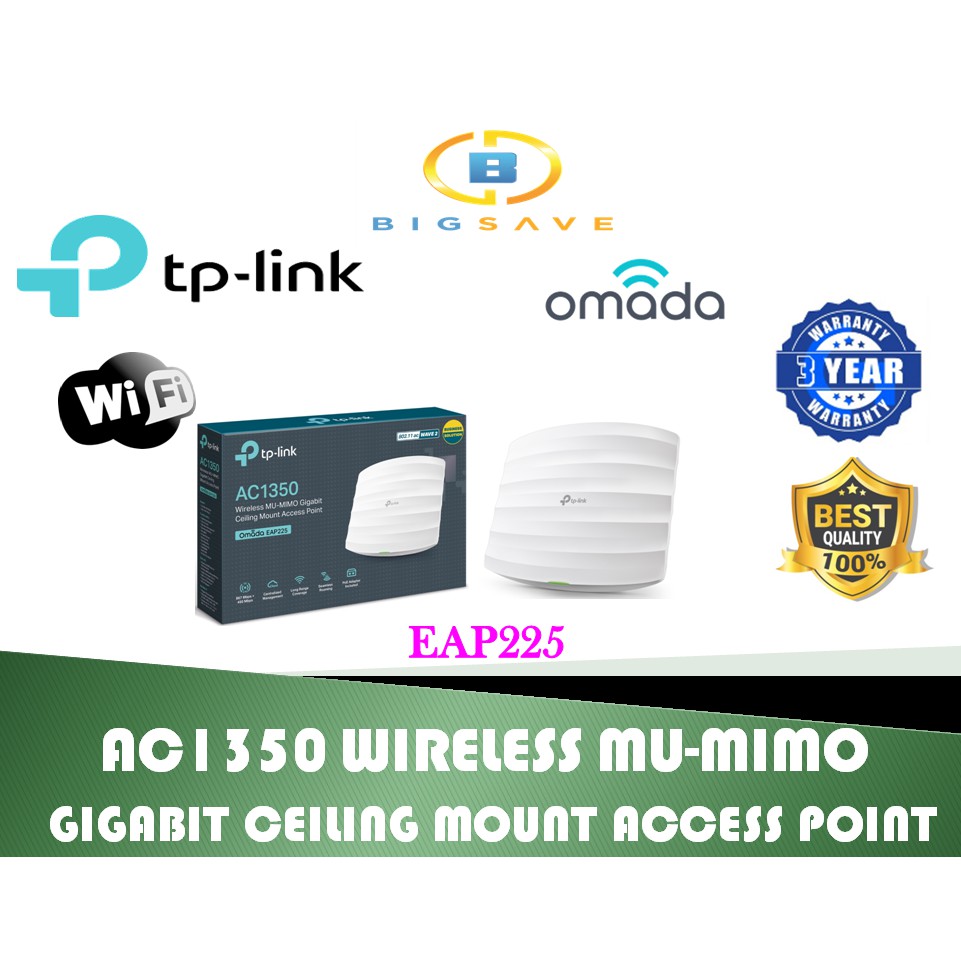 TP-LINK EAP225 AC1350 WIRELESS MU-MIMO GIGABIT CEILING MOUNT ACCESS POINT | Shopee Malaysia