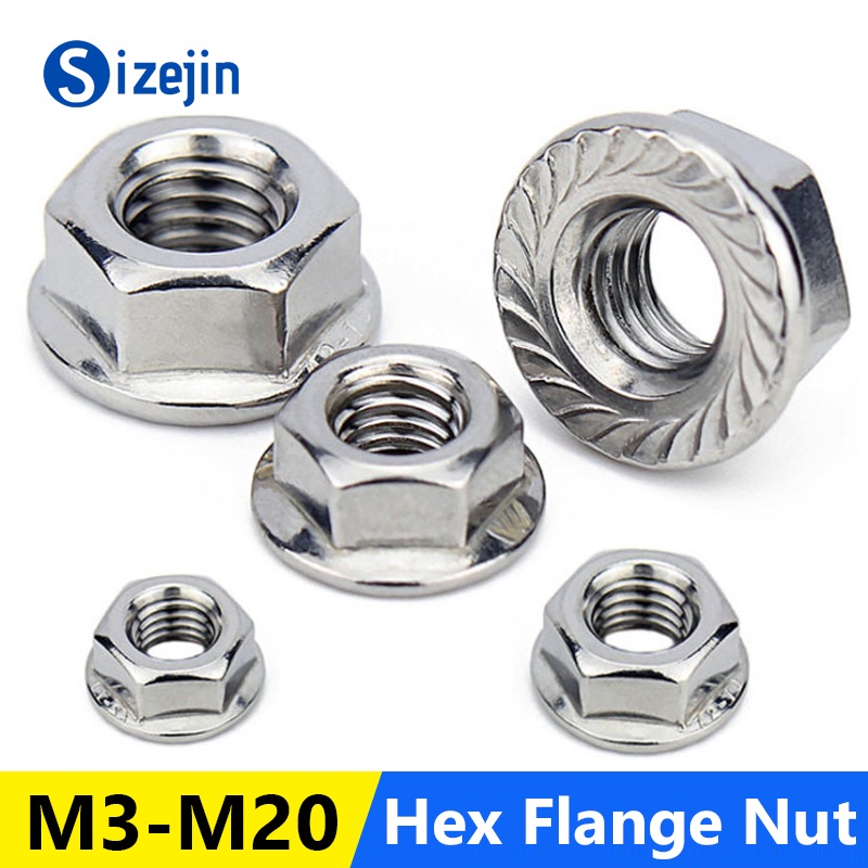 DIN6923 304 Stainless Steel Coarse Form Lock Flange Hexagon Nut Pinking Slip Locking Lock Nuts ...