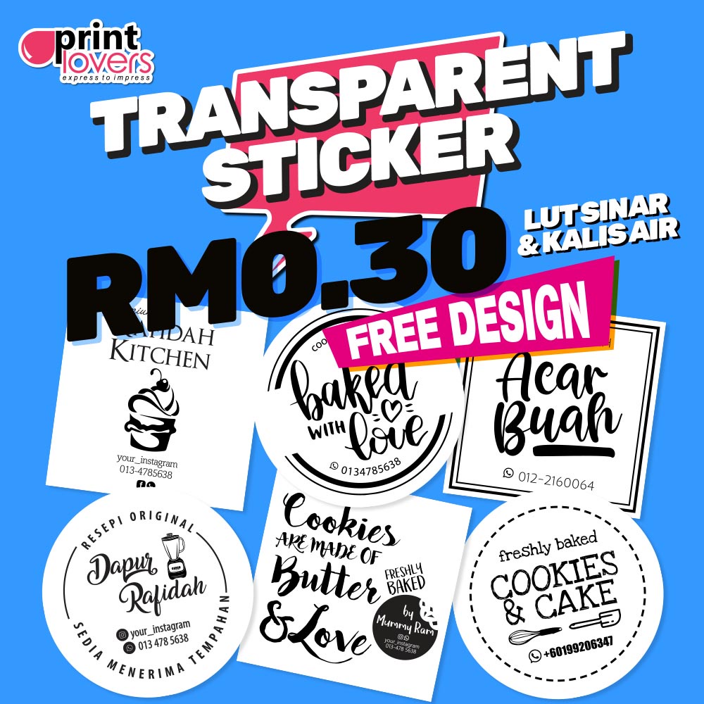 STICKER LABEL PRODUK LUT SINAR KALIS AIR CUSTOMADE FREE PELBAGAI DESIGN ...