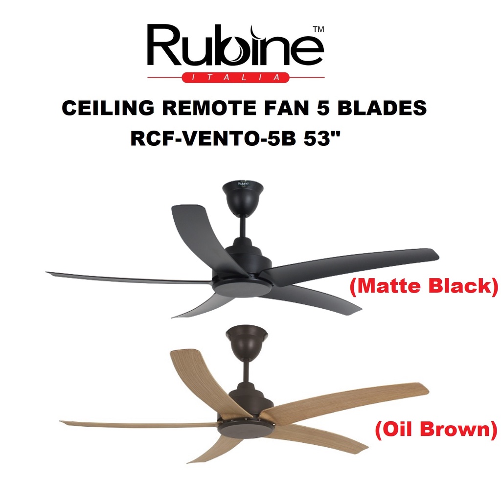 RUBINE 53" VENTO SERIES 4 SPEED CEILING FAN - RCF-VENTO53-5B | Shopee Malaysia