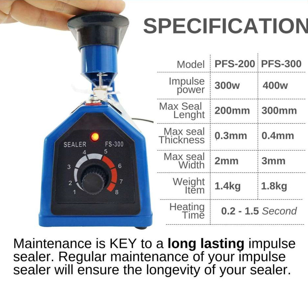 Plastic Impulse Film Sealer Seal Packaging Bungkus Kedap 200mm ( 8 Inch ...